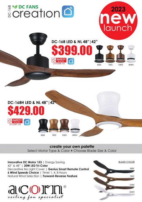 Acorn DC-168 Ceiling Fan (with optional LED) - Regal Lighting