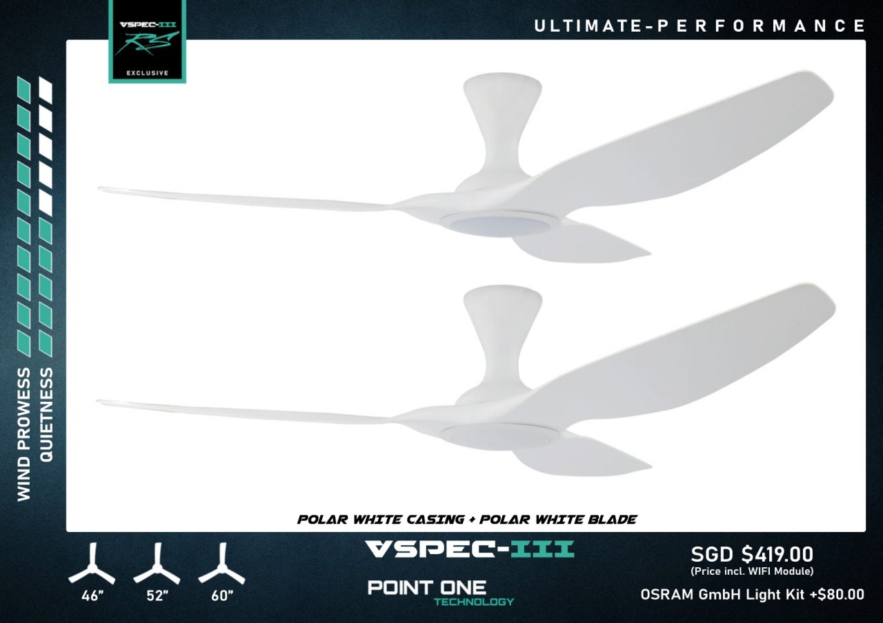 Point One (PO) Cyclone RS VSPEC IV Ceiling Fan (3 Blades) - Regal Lighting