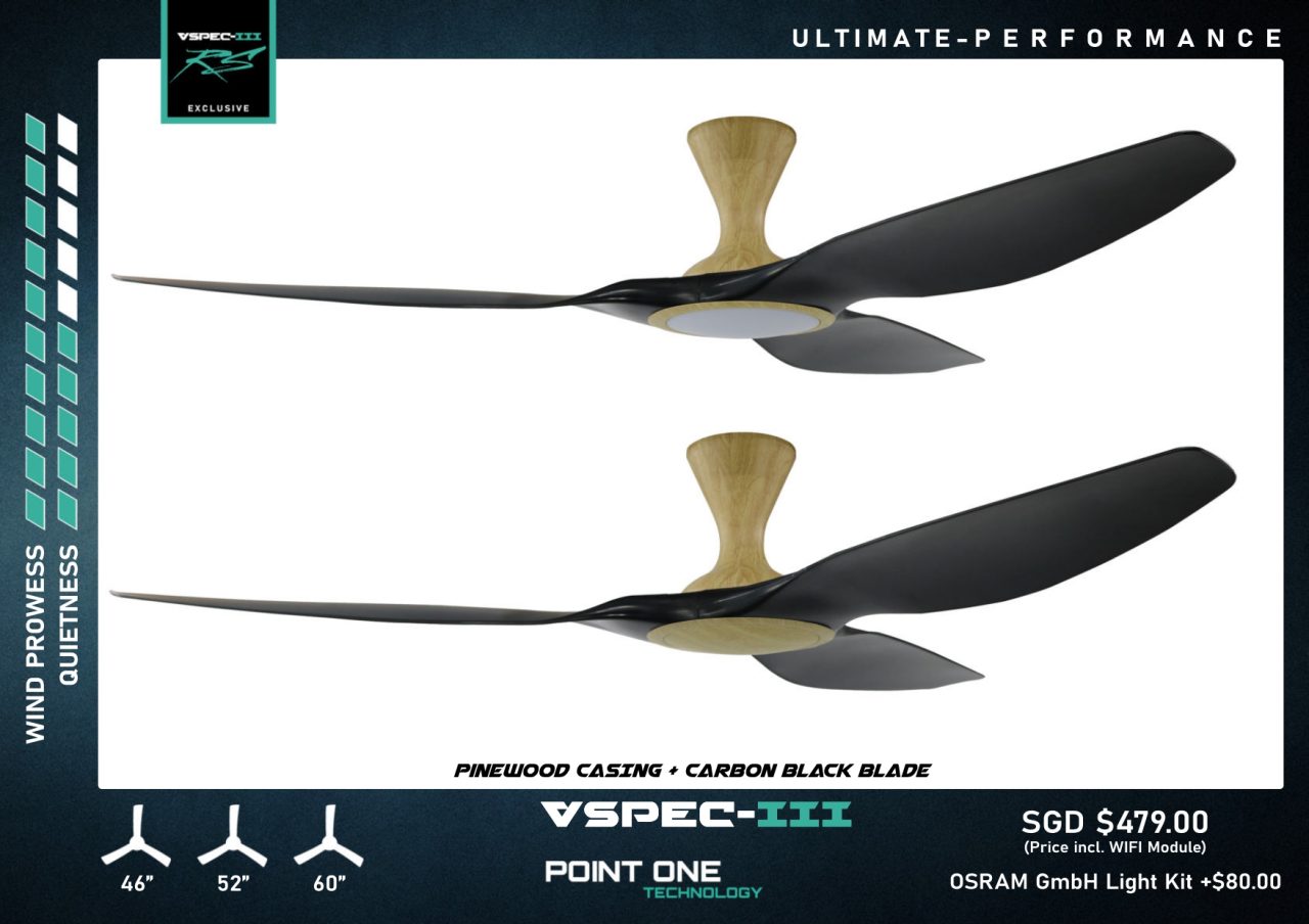 Point One (PO) Cyclone RS VSPEC IV Ceiling Fan (3 Blades) - Regal Lighting